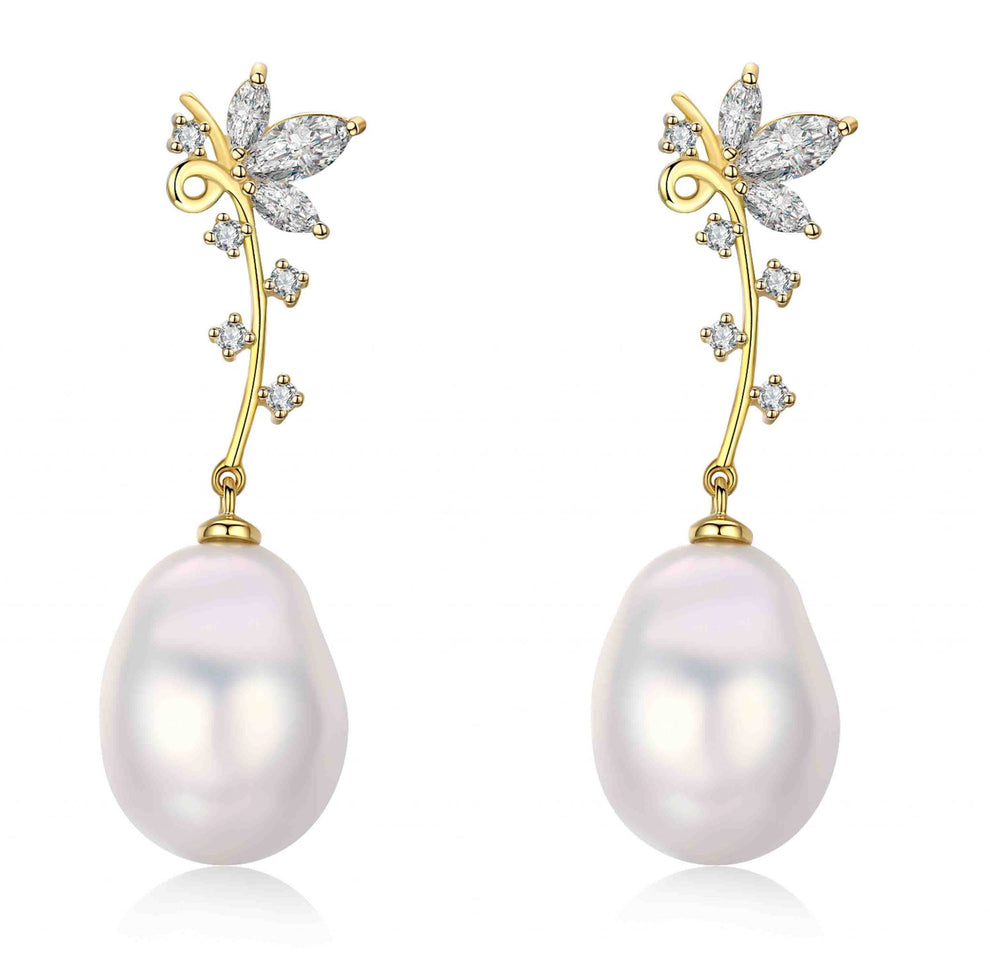 Golden Flower Edison Pearl Earrings – Timeless Pearl