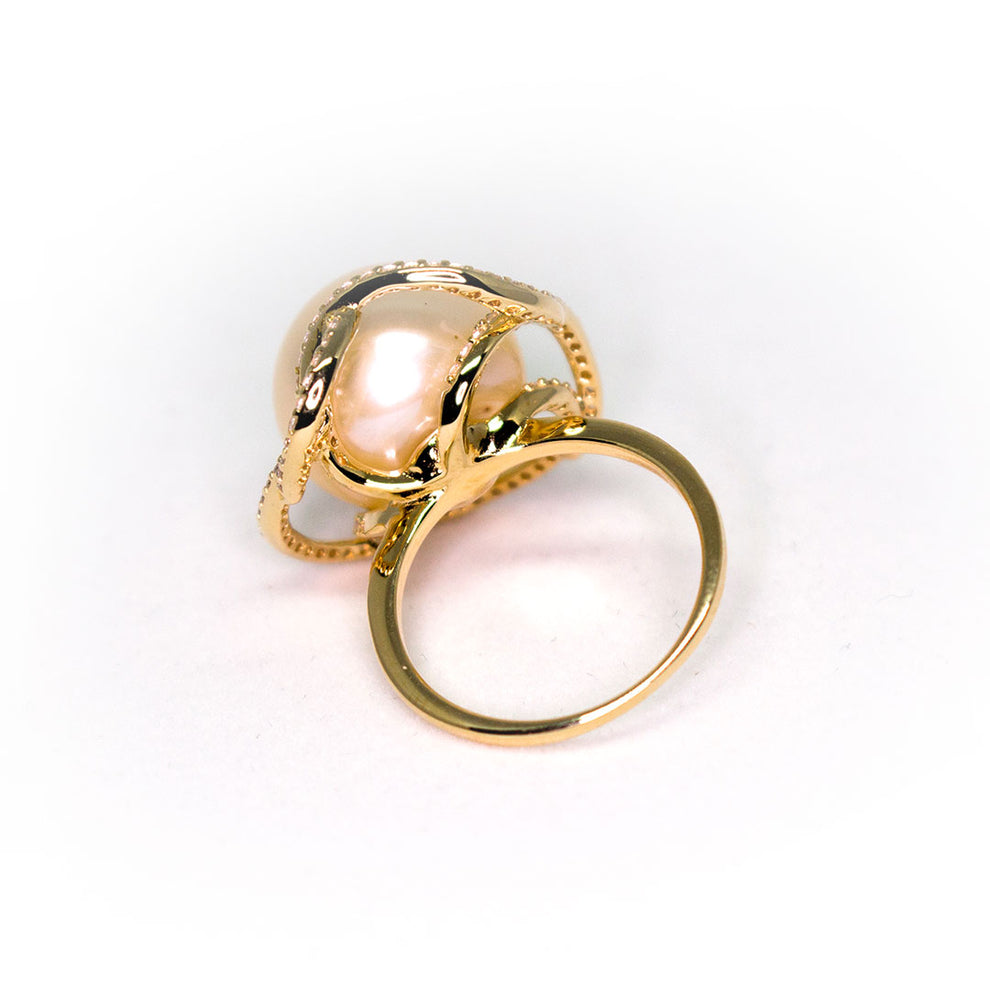 Champagne Flower Edison Pearl Ring – Timeless Pearl